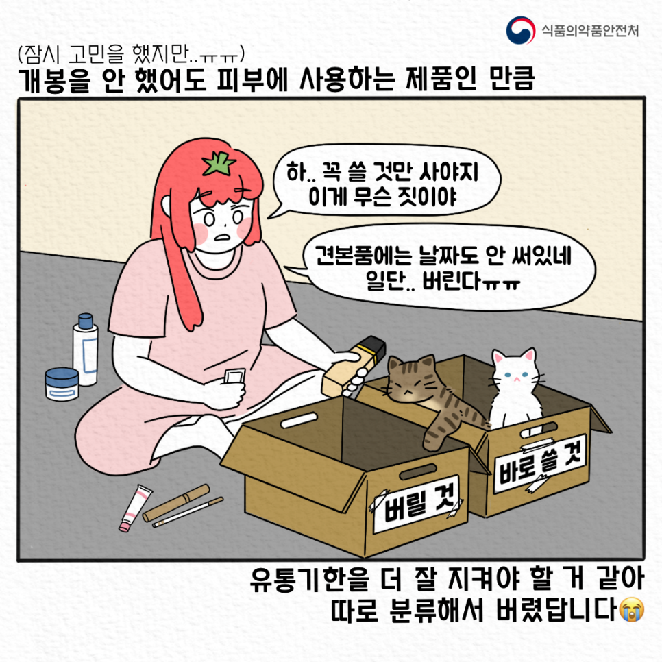 [웹툰] [직딩의 일상] 38. 화장품에도 유통기한이? ('21.1.19. 게재) | 혁신24 - 정부혁신 홈페이지 >